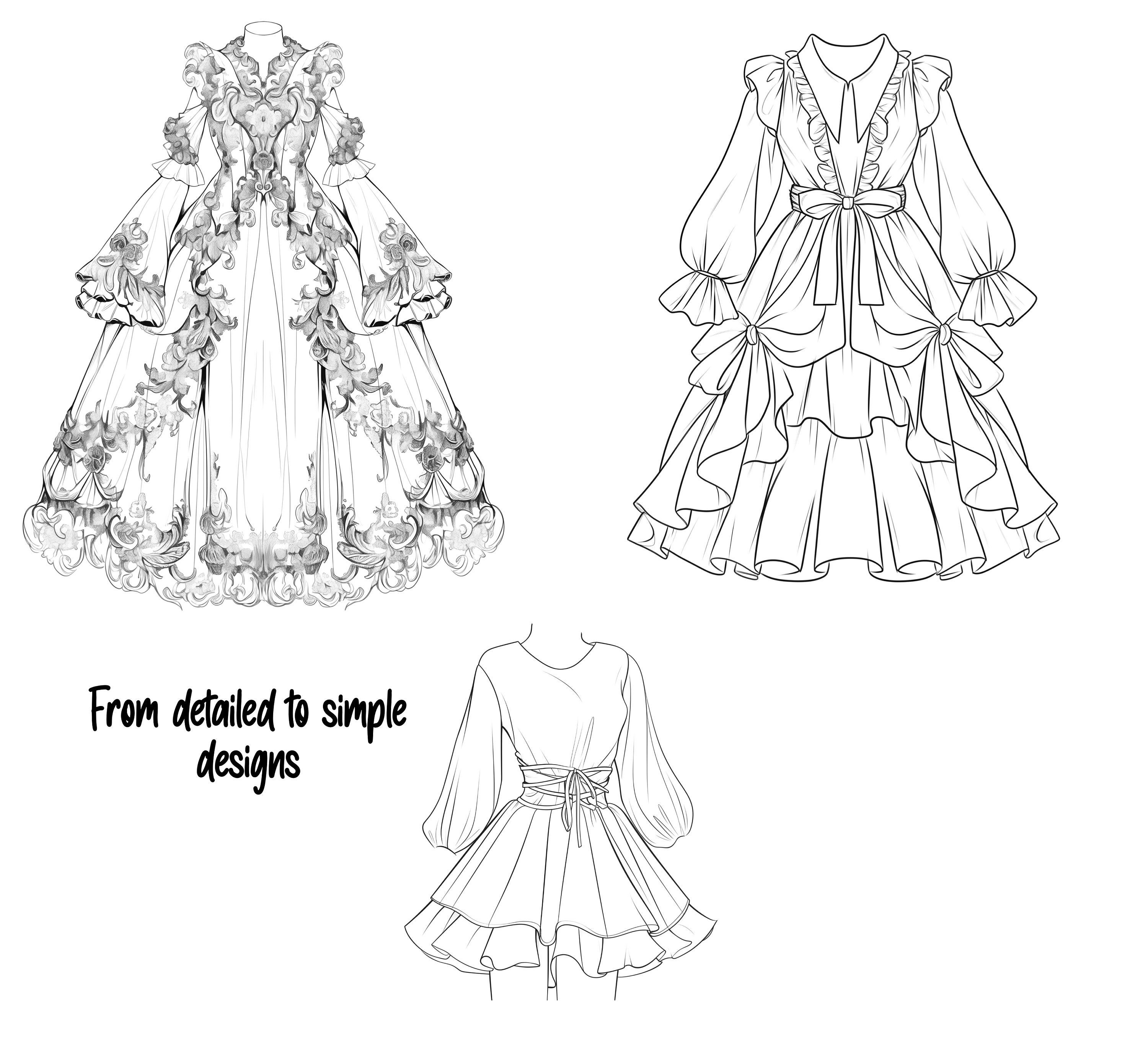 50 Cute Dress Stamps for Procreate, Dresses Brushset, Clothing Stamps ...
