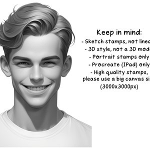 146 3D Male Face Stamps for Procreate, Portrait Brushes Procreate ...