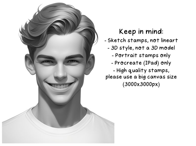 146 3D Male Face Stamps for Procreate, Portrait Brushes Procreate ...