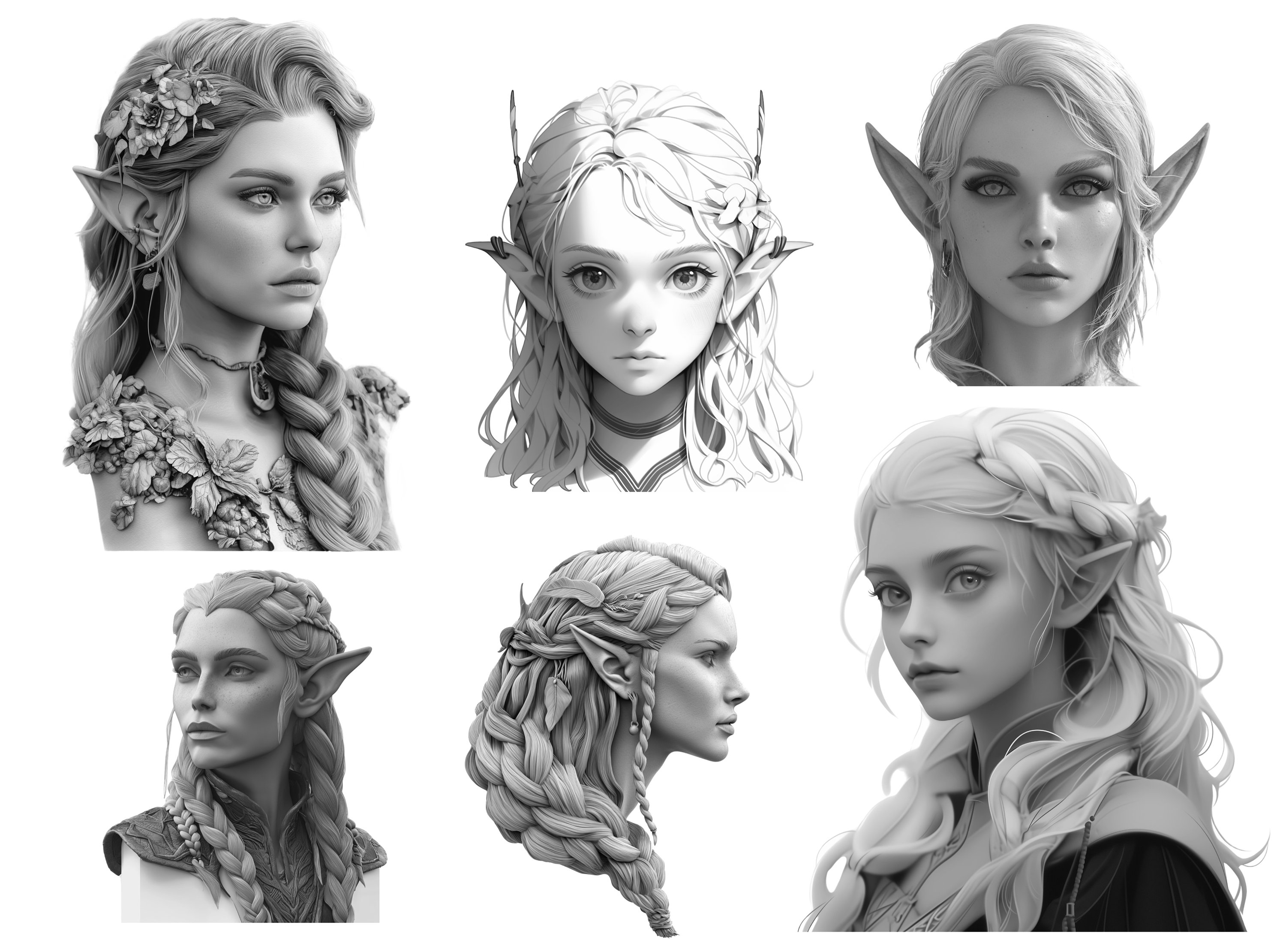 Female Elf Fanatsy Stamps for Procreate, Fantasy Brushes, Elf Brushset ...