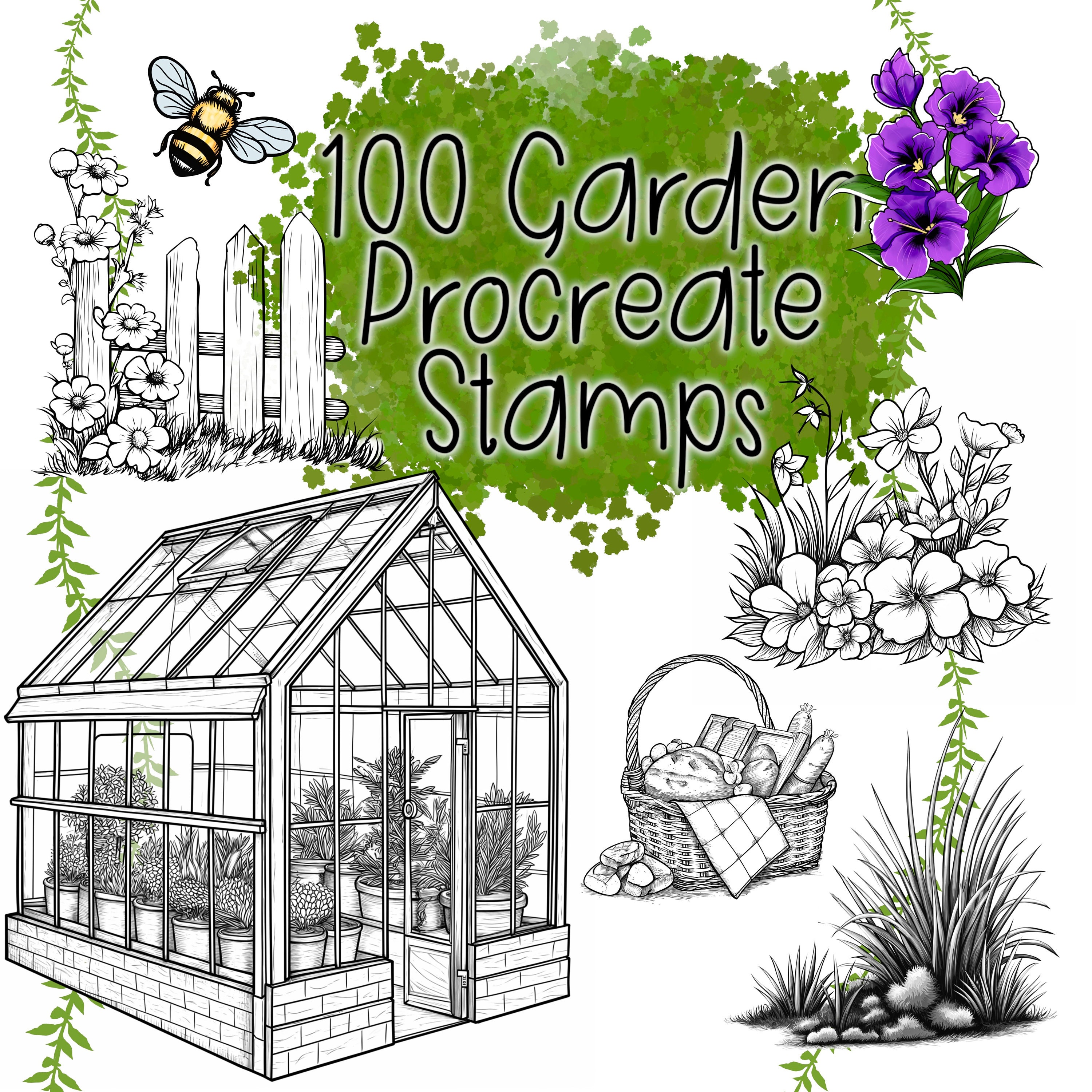 100 Garden Stamps for Procreate, Flower Stamps, Flower Brushset, Botanical Procreate Brushes - Etsy