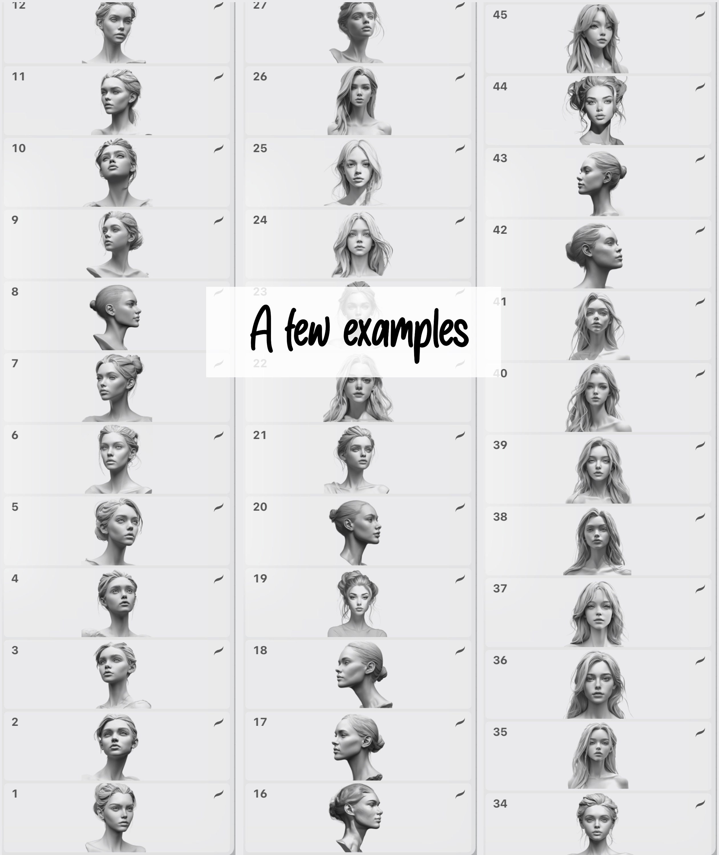 45 3D Female Face Stamps for Procreate, Portrait Brushes Procreate ...