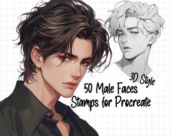 146 3D Male Face Stamps for Procreate, Portrait Brushes Procreate ...