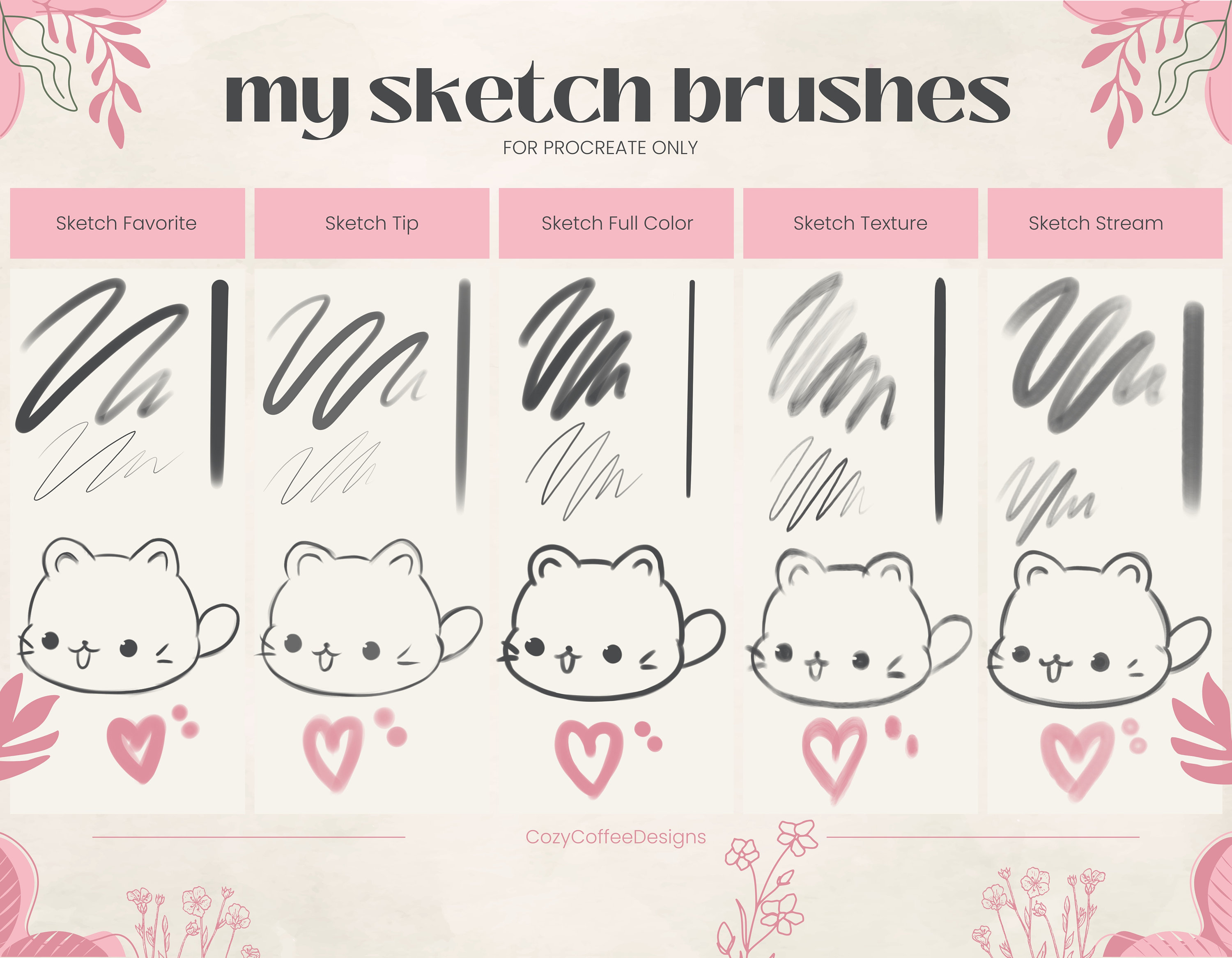 10 Procreate Sketch Brushes, Procreate Sketch and Lineart Brushset ...