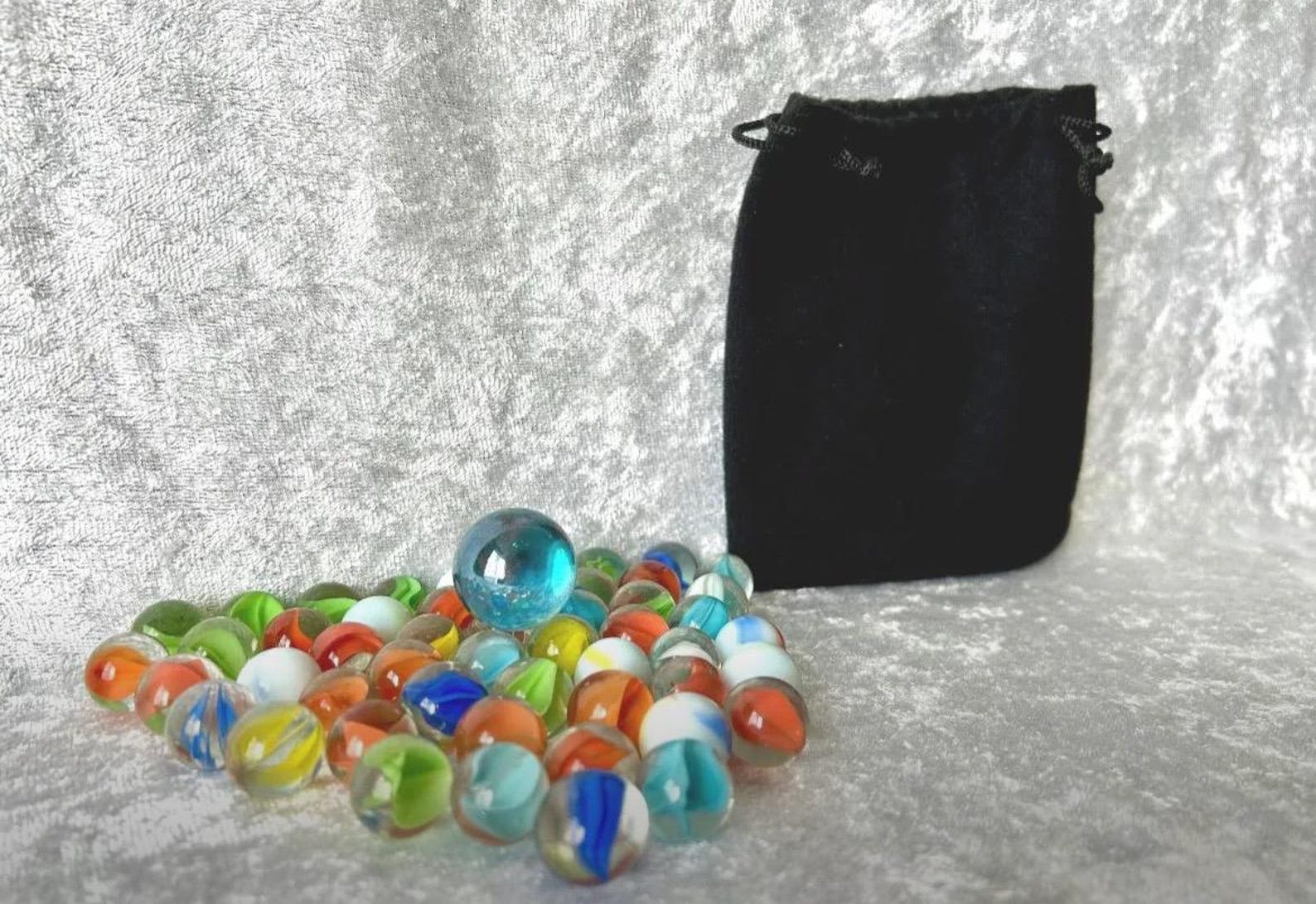 Vintage Marble Set 1990s 50 Small 1 Hitter big Marble 1 Velvet Bag - Etsy