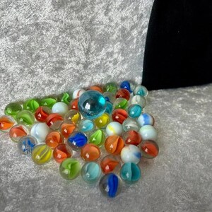 Vintage Marble Set 1990s 50 Small 1 Hitter big Marble 1 Velvet Bag - Etsy