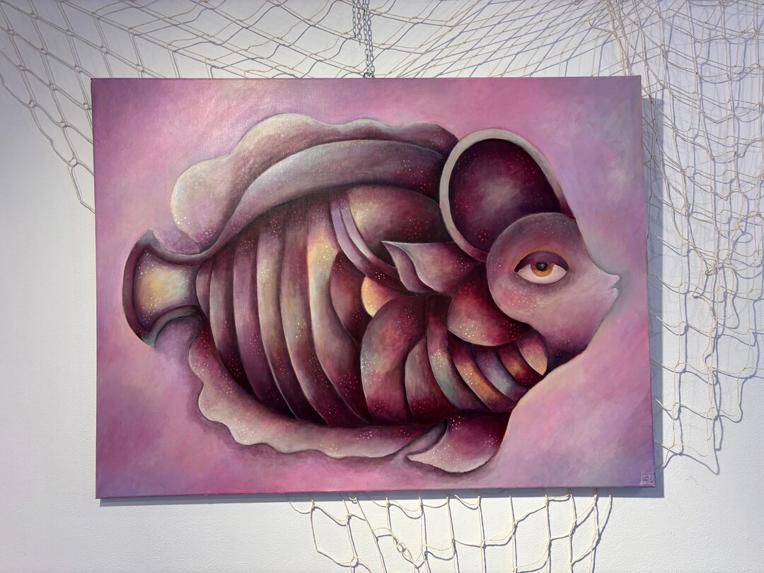 Tropical Pink Flying Fish Painting - Etsy