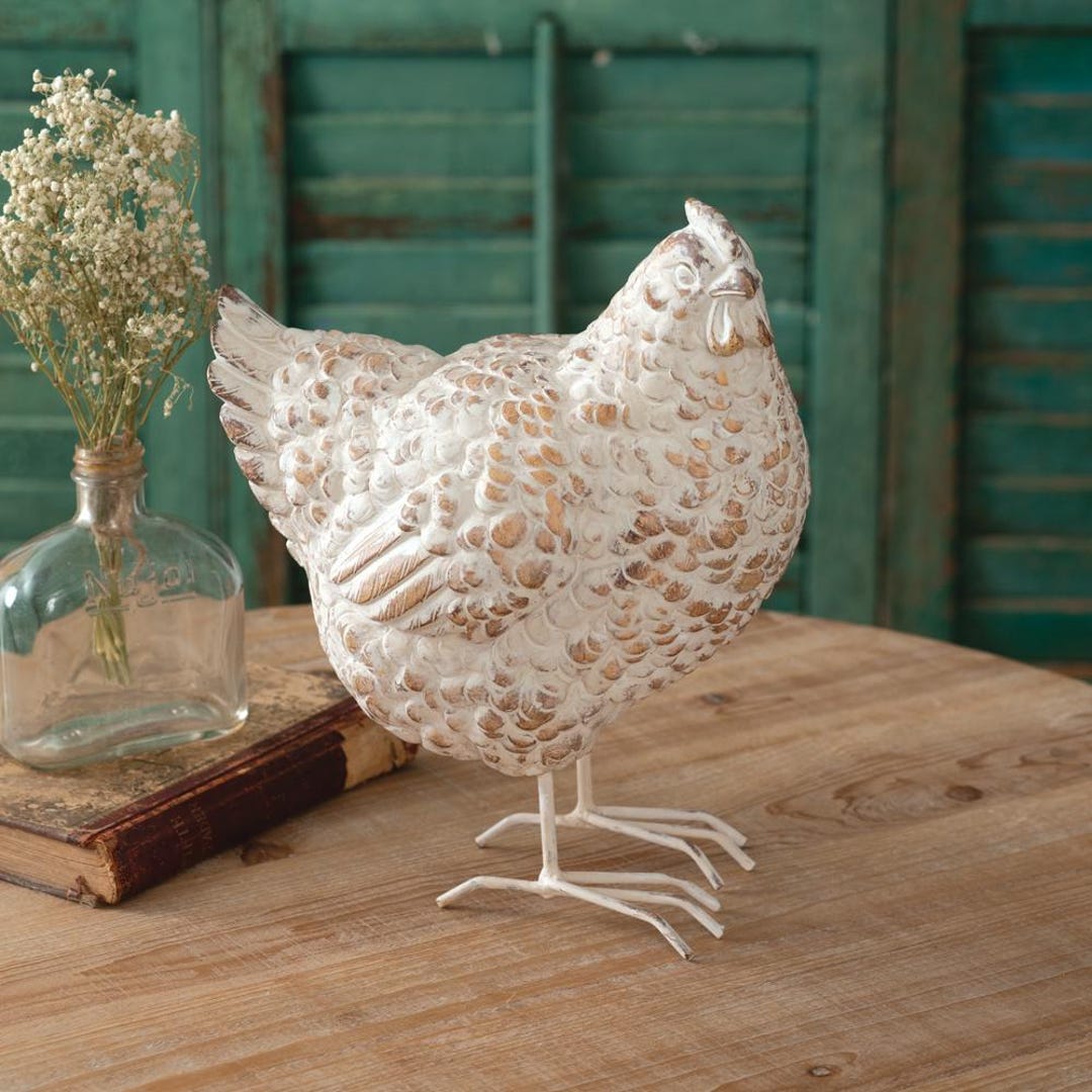Rustic Farmhouse Tabletop Hen – Vintage-inspired Chicken Figurine for ...