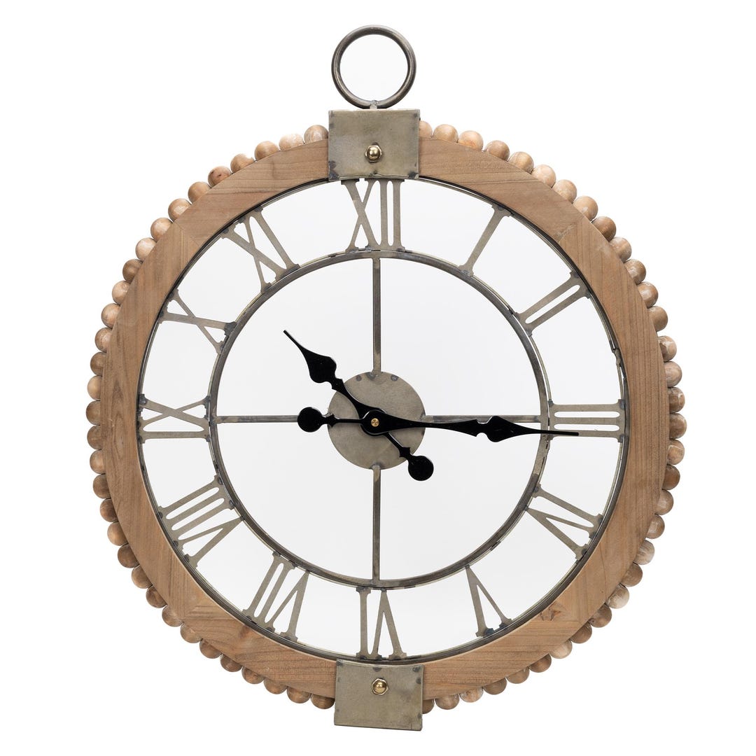 Beaded Wood Wall Clock With Metal Face 30"h - Etsy
