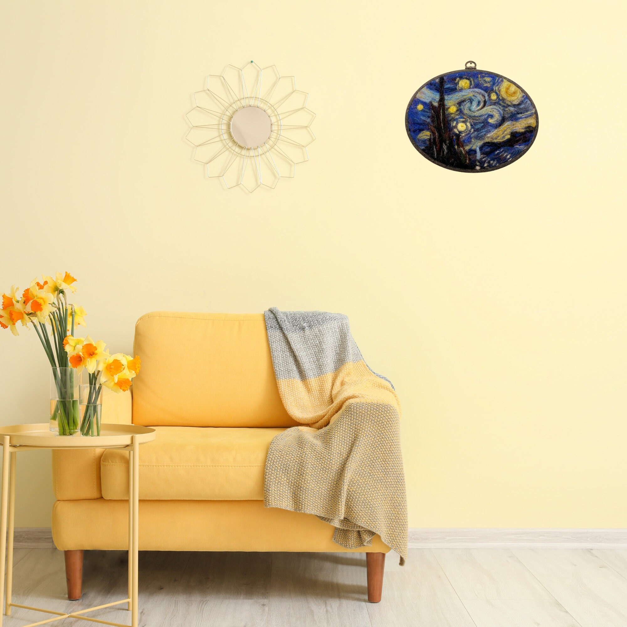 Wool Painting Starry Night, Van Gogh, Felt Wall, Wall Decor - Etsy