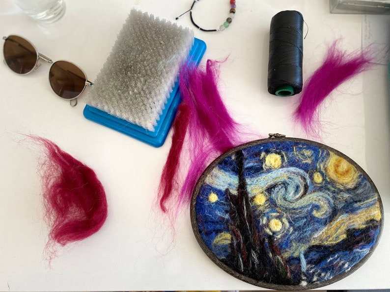 Wool Painting Starry Night, Van Gogh, Felt Wall, Wall Decor - Etsy
