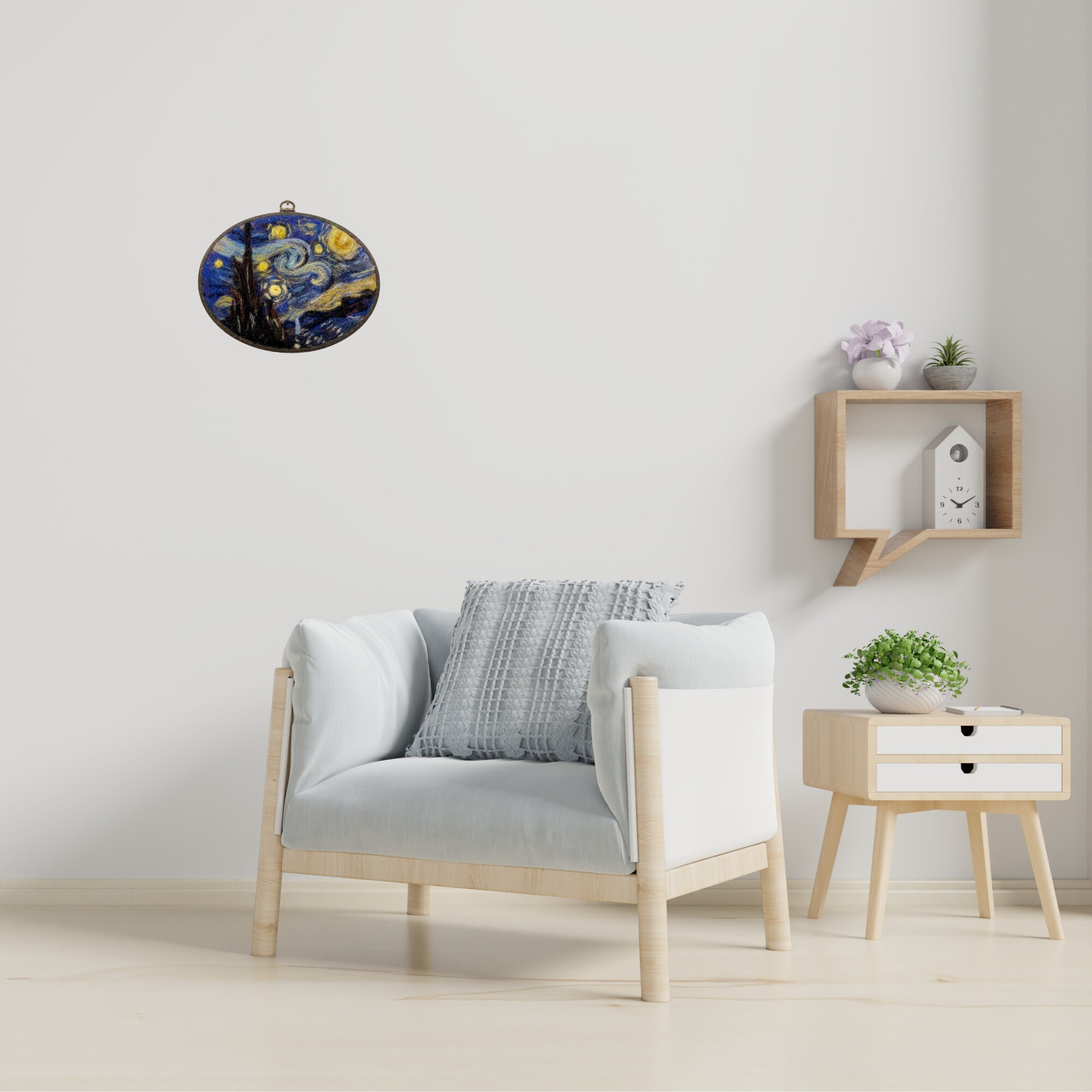 Wool Painting Starry Night, Van Gogh, Felt Wall, Wall Decor - Etsy