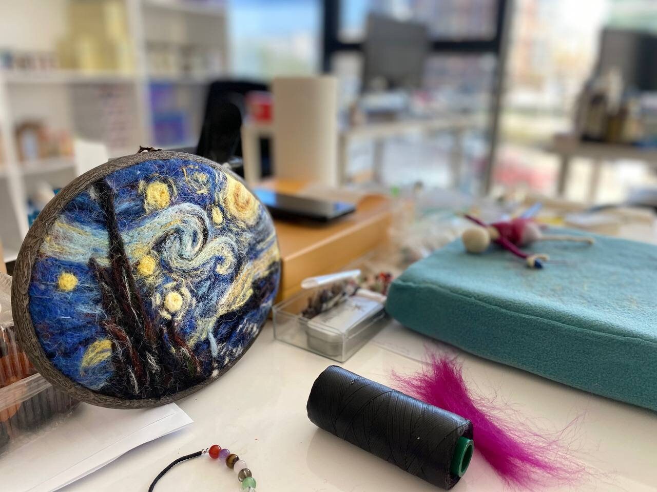 Wool Painting Starry Night, Van Gogh, Felt Wall, Wall Decor - Etsy