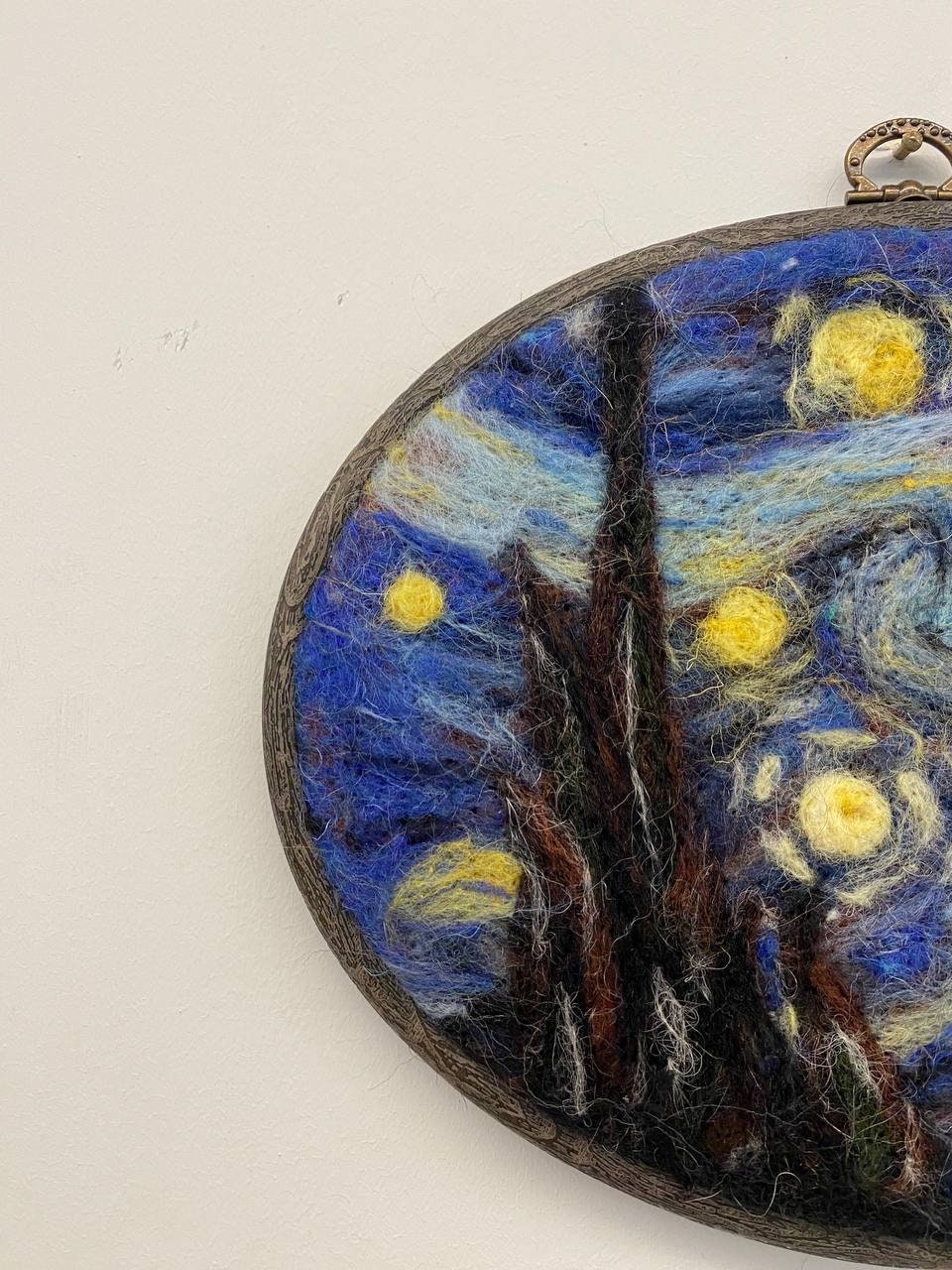 Wool Painting Starry Night, Van Gogh, Felt Wall, Wall Decor - Etsy