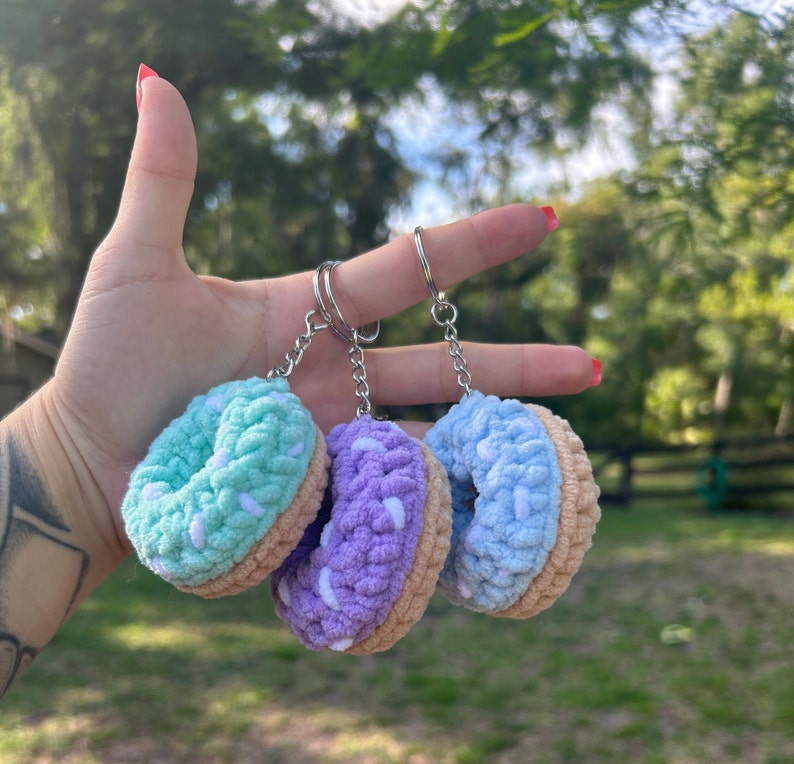 Crochet Donut Keychain | Custom Colors Available | Donut W/ Sprinkles ...