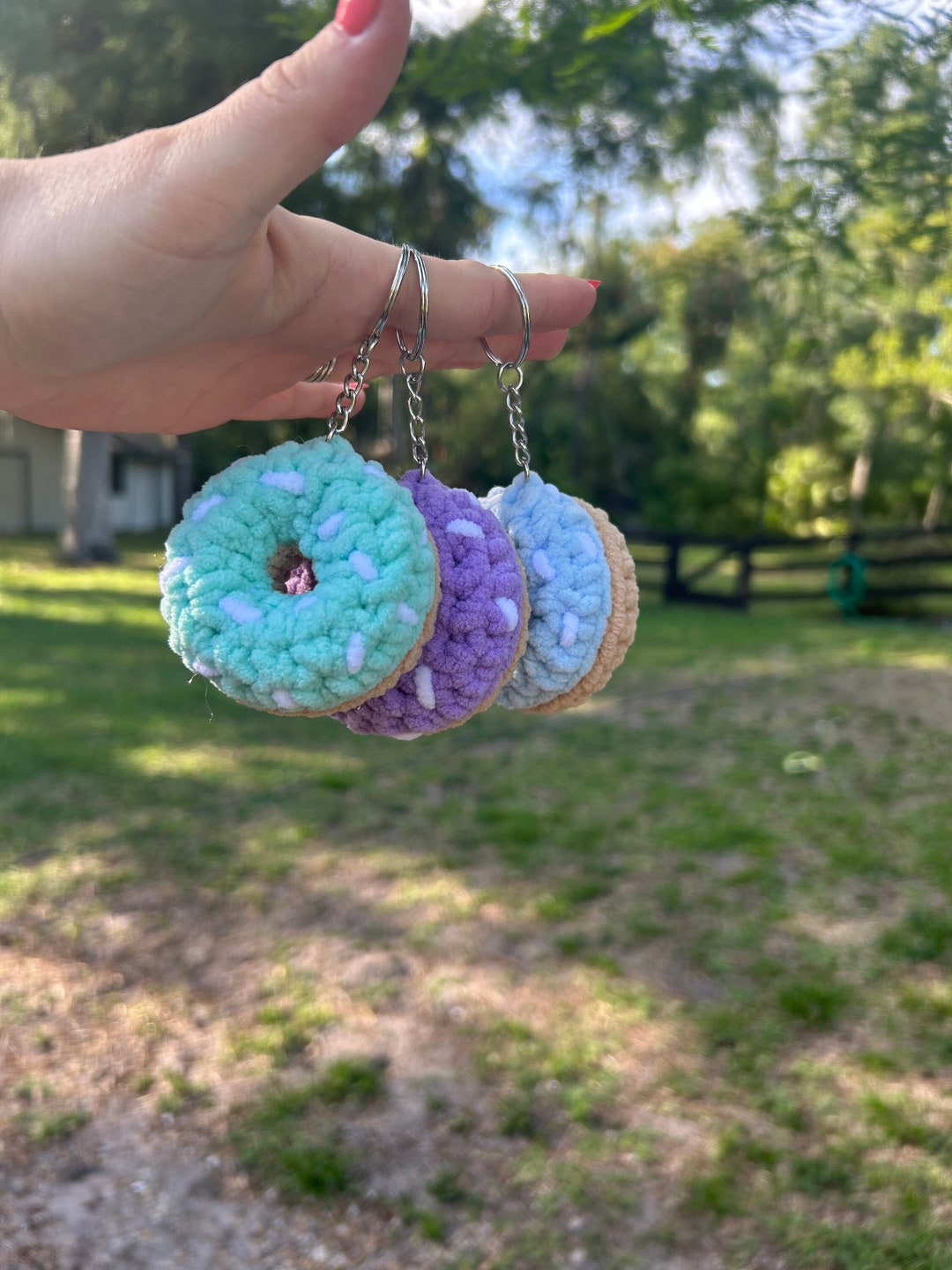 Crochet Donut Keychain | Custom Colors Available | Donut W/ Sprinkles ...