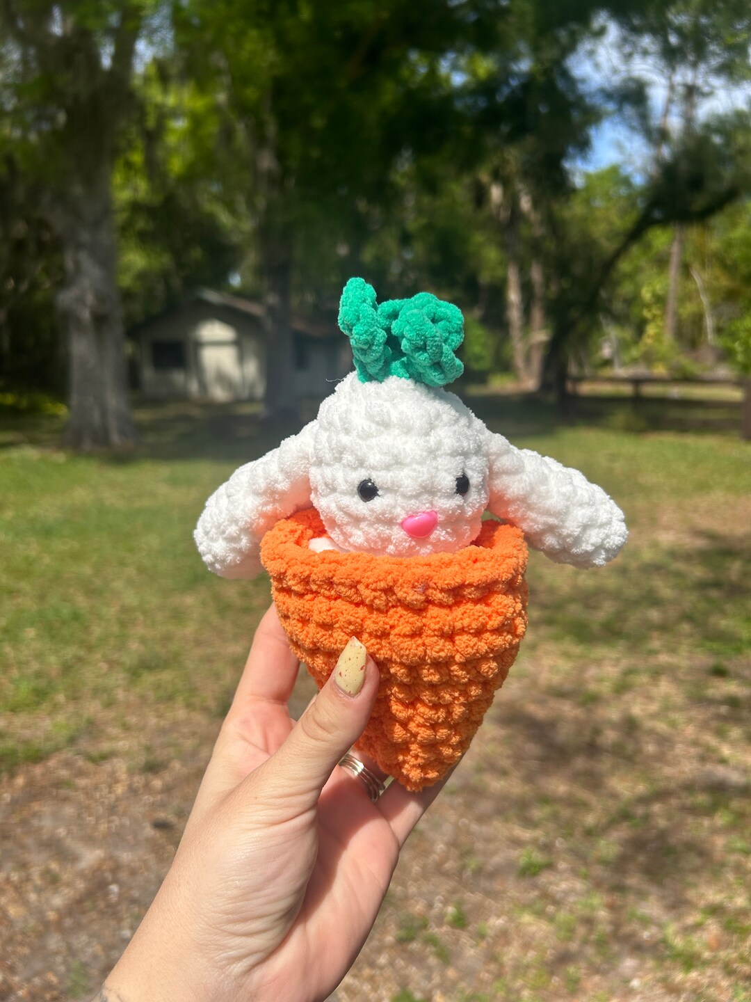 Crochet Bunny Pop up Bunny in a Carrot Plushie Easter Basket Gift ...