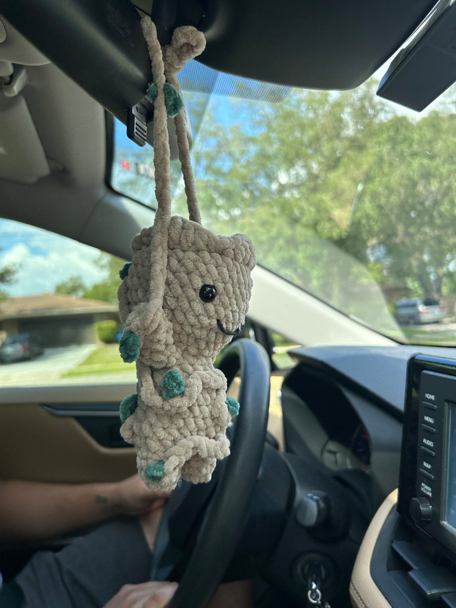 Crochet Swinging Baby Tree Man | Car Mirror Accessory, Hanging Tree Man ...