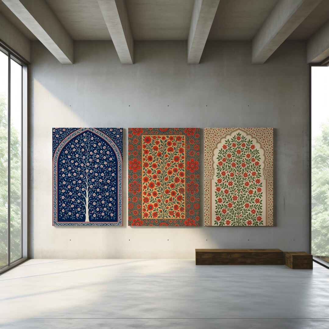 Islamic Geometric Floral Print Set: Botanical Archway Wall Art (digital ...