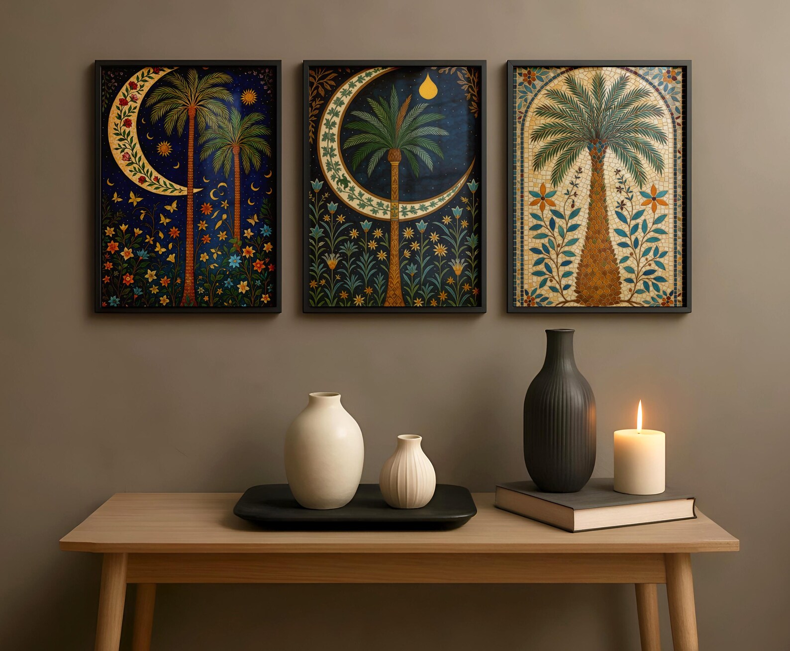 Islamic Palm Tree Wall Art Set, Mosaic Moon Prints (digital Download ...