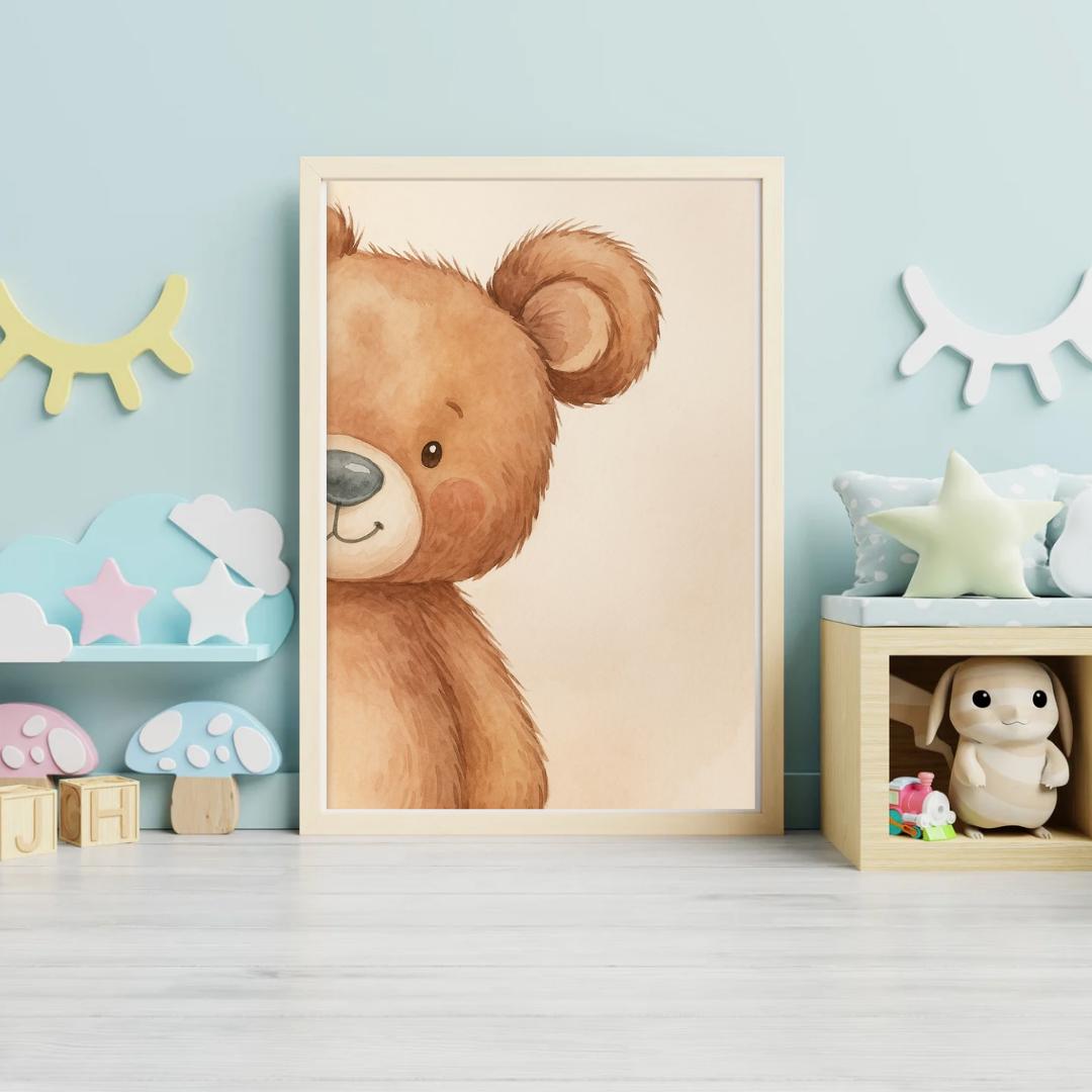 Cute Watercolor Teddy Bear Nursery Wall Art – Digital Download Art ...