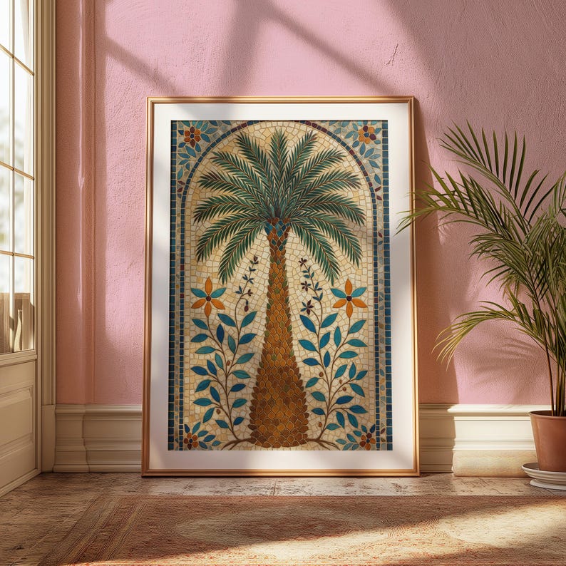 Islamic Palm Tree Wall Art Set, Mosaic Moon Prints (digital Download ...