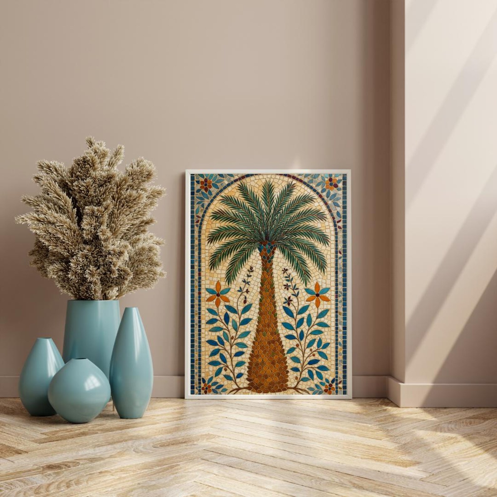 Islamic Palm Tree Wall Art Set, Mosaic Moon Prints (digital Download ...