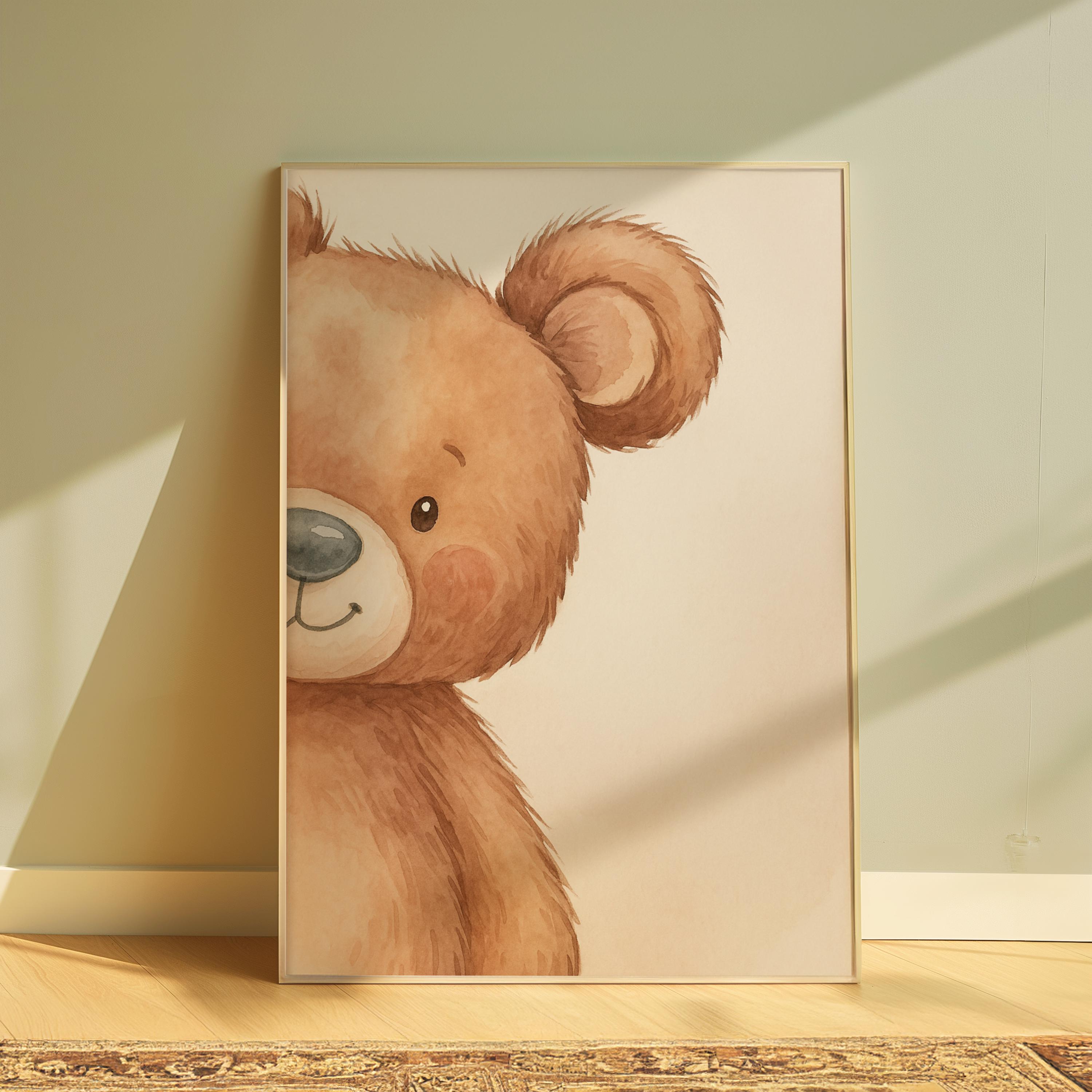 Cute Watercolor Teddy Bear Nursery Wall Art – Digital Download Art ...