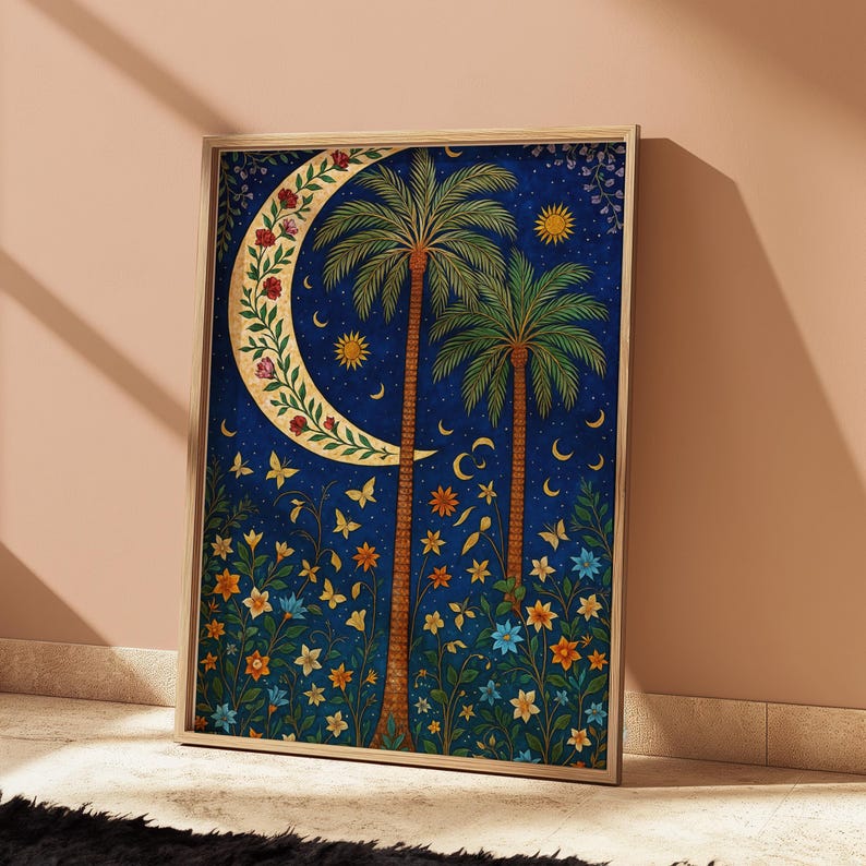 Islamic Palm Tree Wall Art Set, Mosaic Moon Prints (digital Download ...