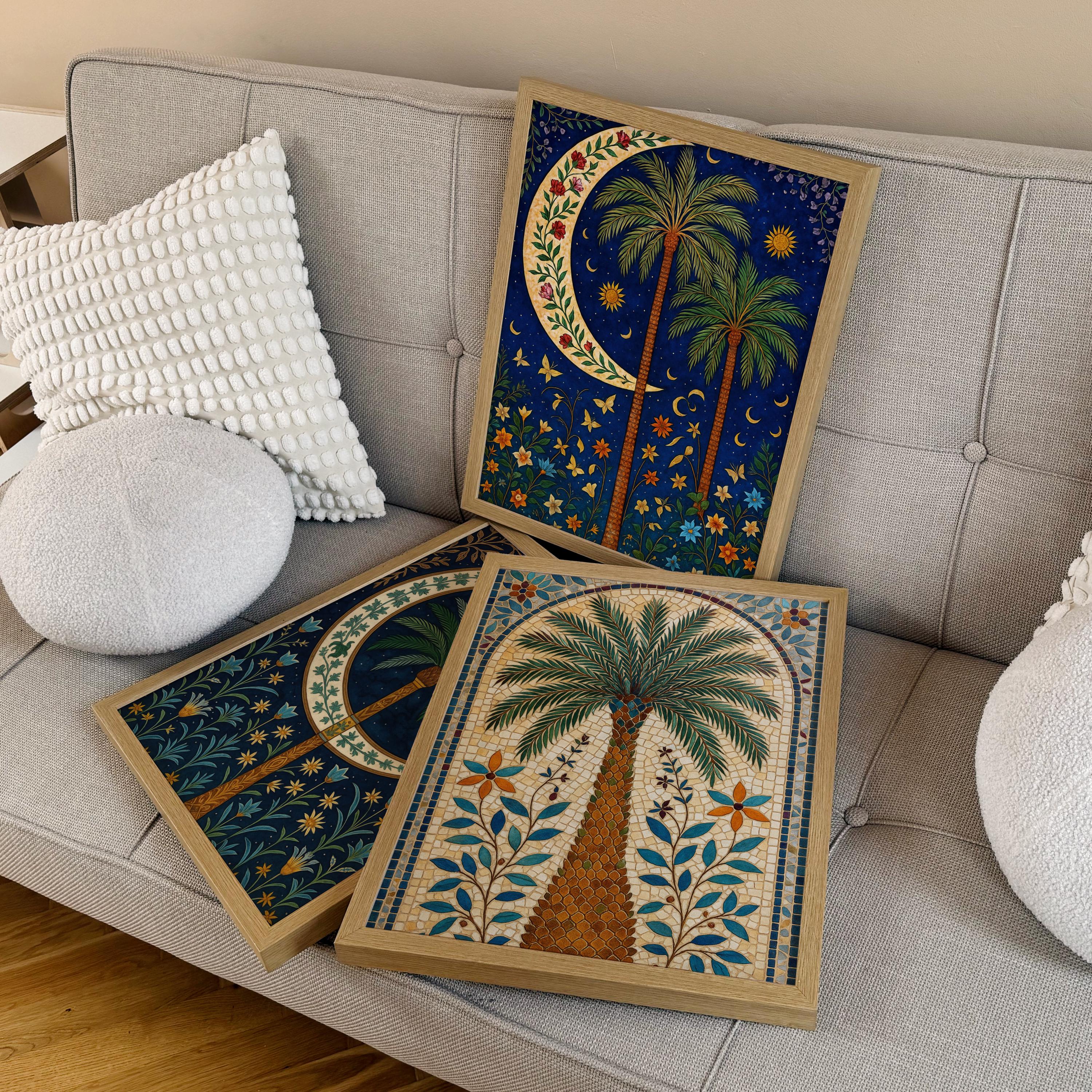 Islamic Palm Tree Wall Art Set, Mosaic Moon Prints (digital Download ...