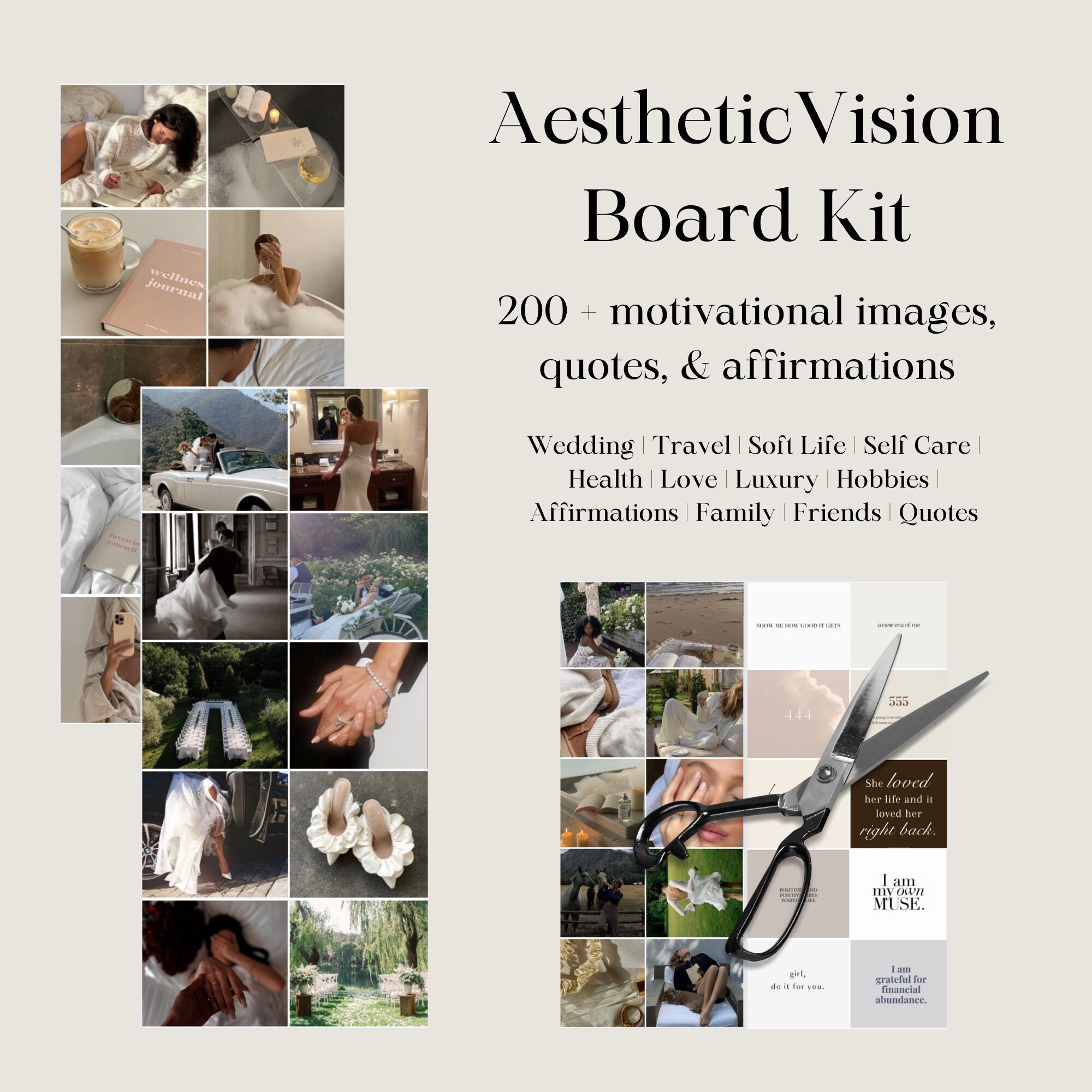 Aesthetic Vision Board Kit Printable 2024 Manifestation Affirmation ...