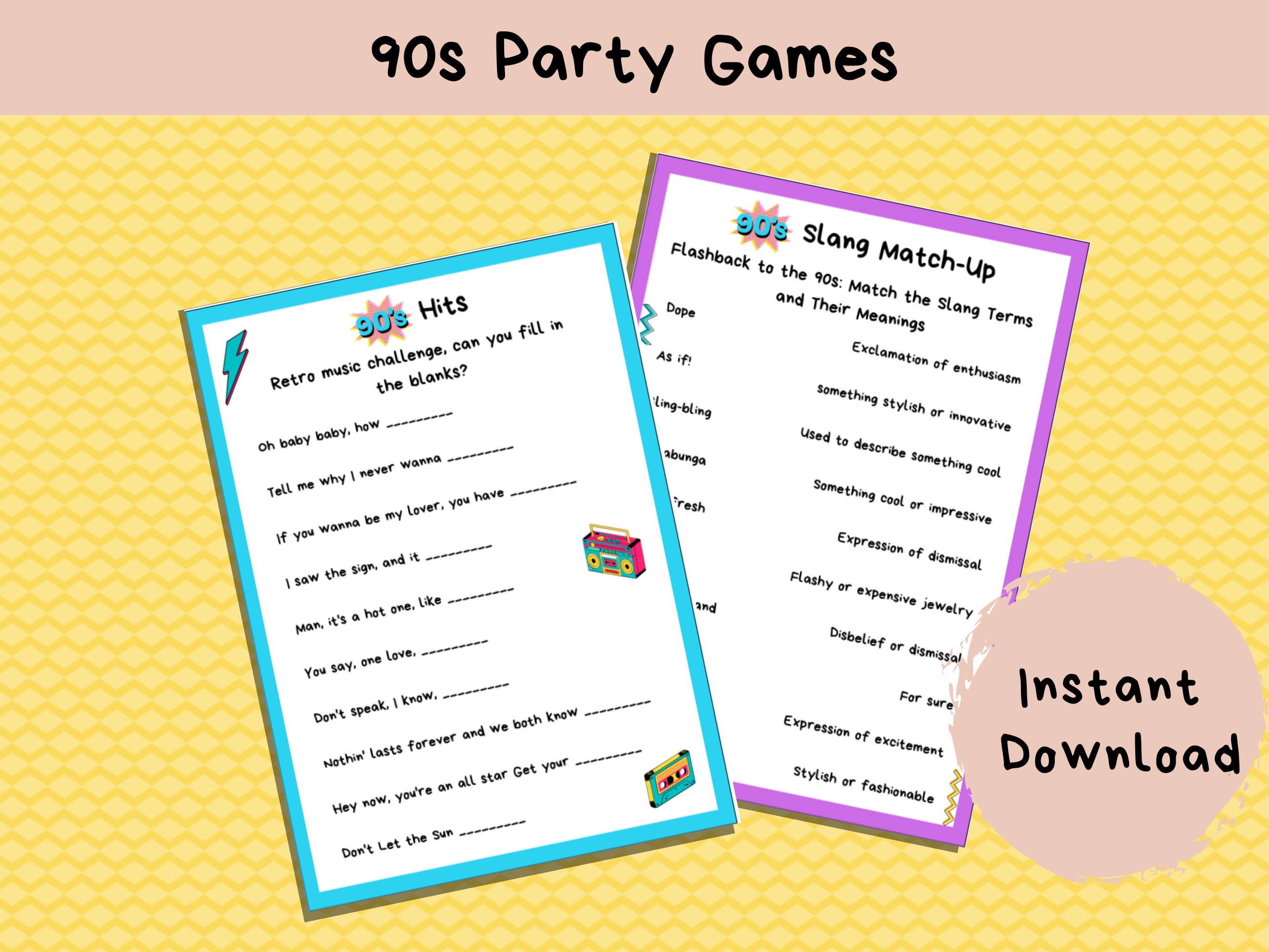 90s Party Games | Printable Games | Icebreaker Games | Team Building ...