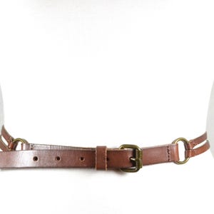 Skinny Brown Leather Belt, Two Strap Belt, Thin Brown Belt, Brown ...