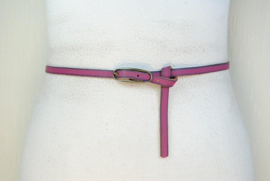 Skinny Purple Belt, Purple Leather Belt, Very Thin Leather Belt, Indigo ...