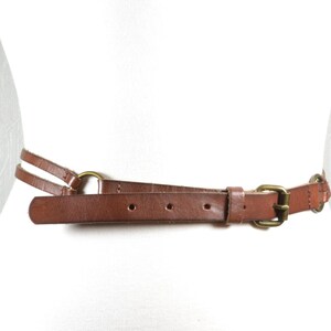 Skinny Brown Leather Belt, Two Strap Belt, Thin Brown Belt, Brown ...