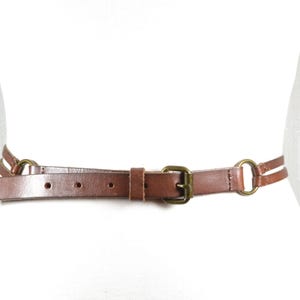 Skinny Brown Leather Belt, Two Strap Belt, Thin Brown Belt, Brown ...