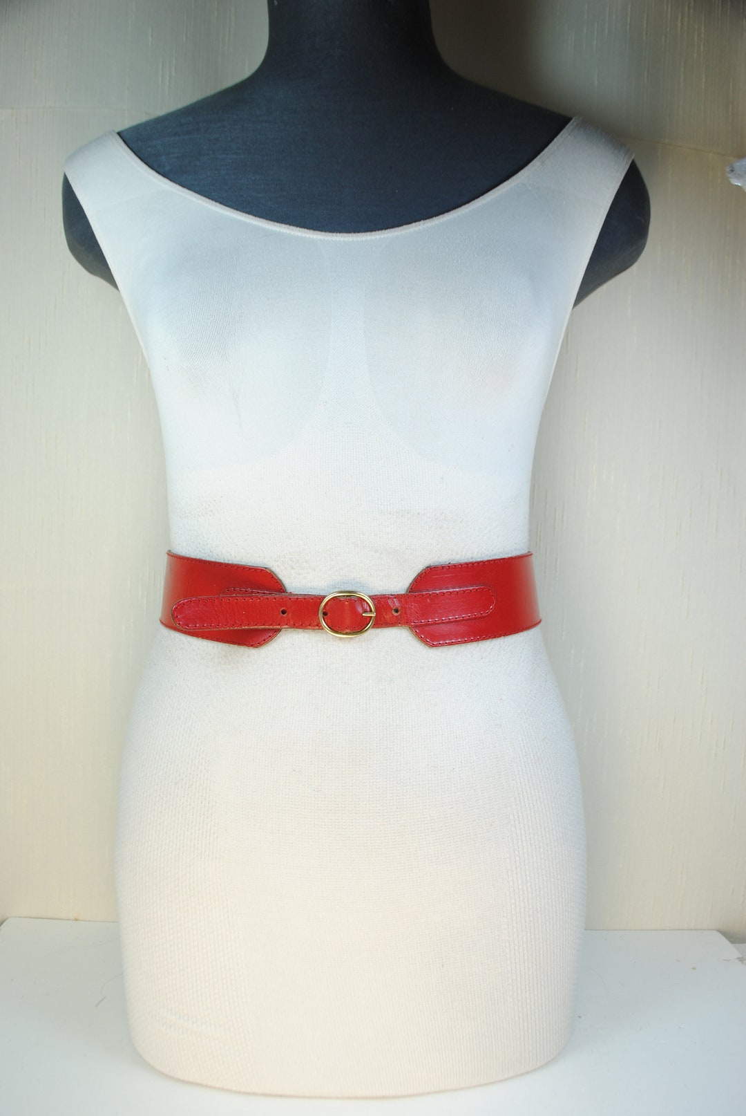 Wide Red Corset Belt, Wide Red Leather Belt - Etsy