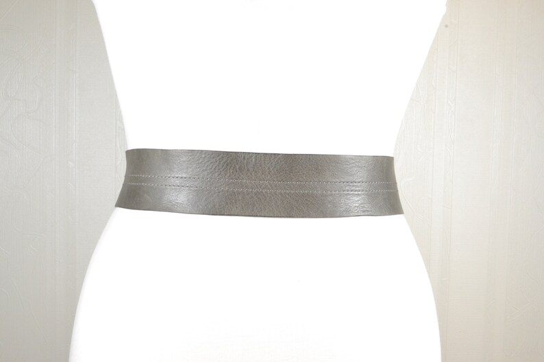 Gray Double Ring Belt, Unique Big Buckle, Gray Asymmetrical Leather ...
