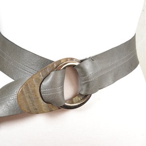 Gray Double Ring Belt, Unique Big Buckle, Gray Asymmetrical Leather ...