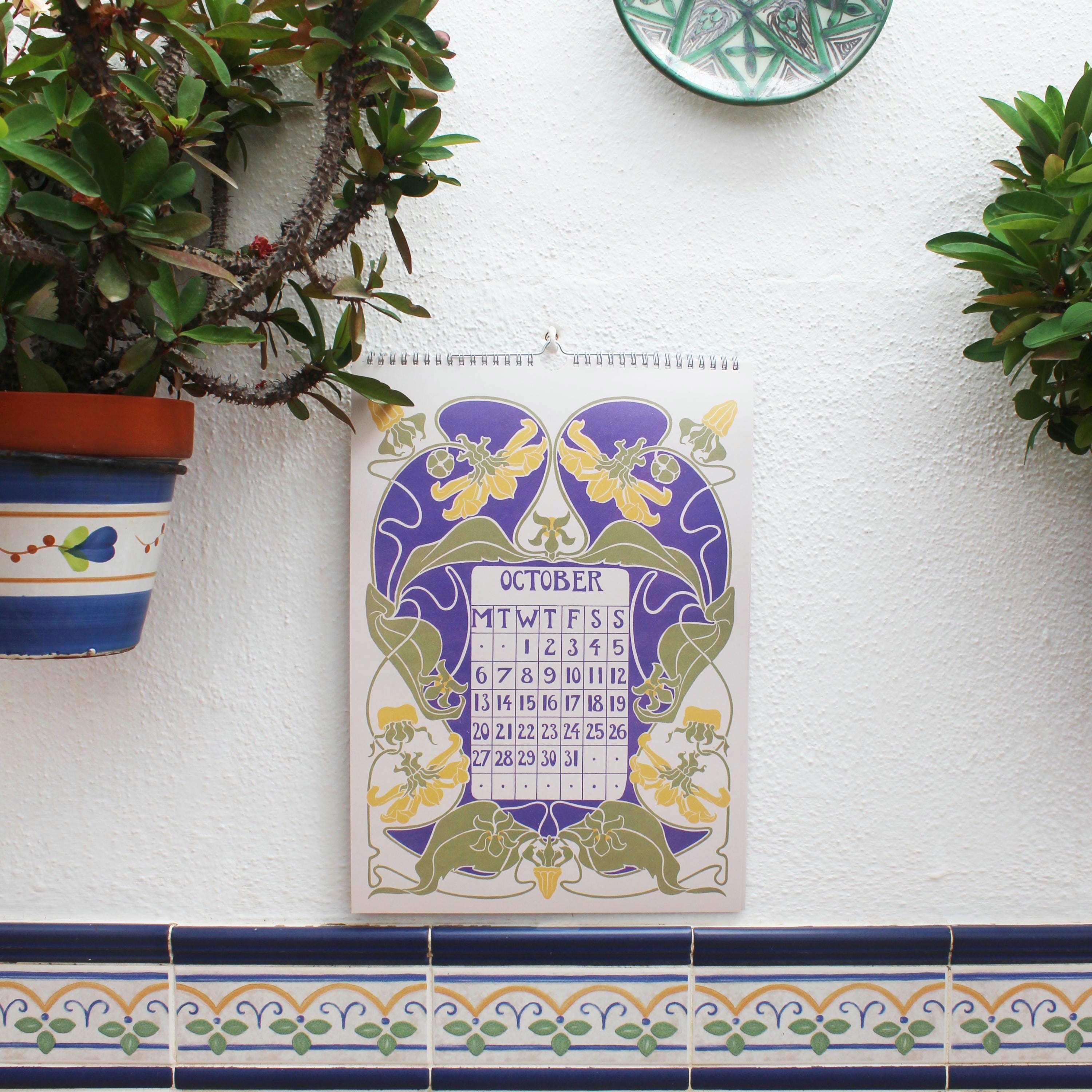 Art Nouveau Flower Wall Calendar 2025 - Etsy