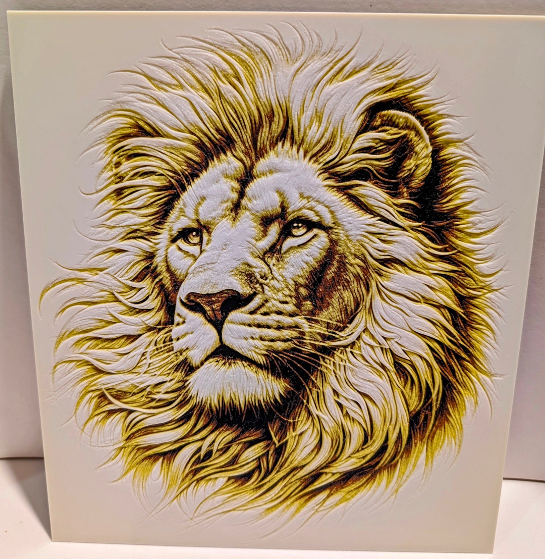 Lion Head - Custom 3d Printed Hueforge - Etsy