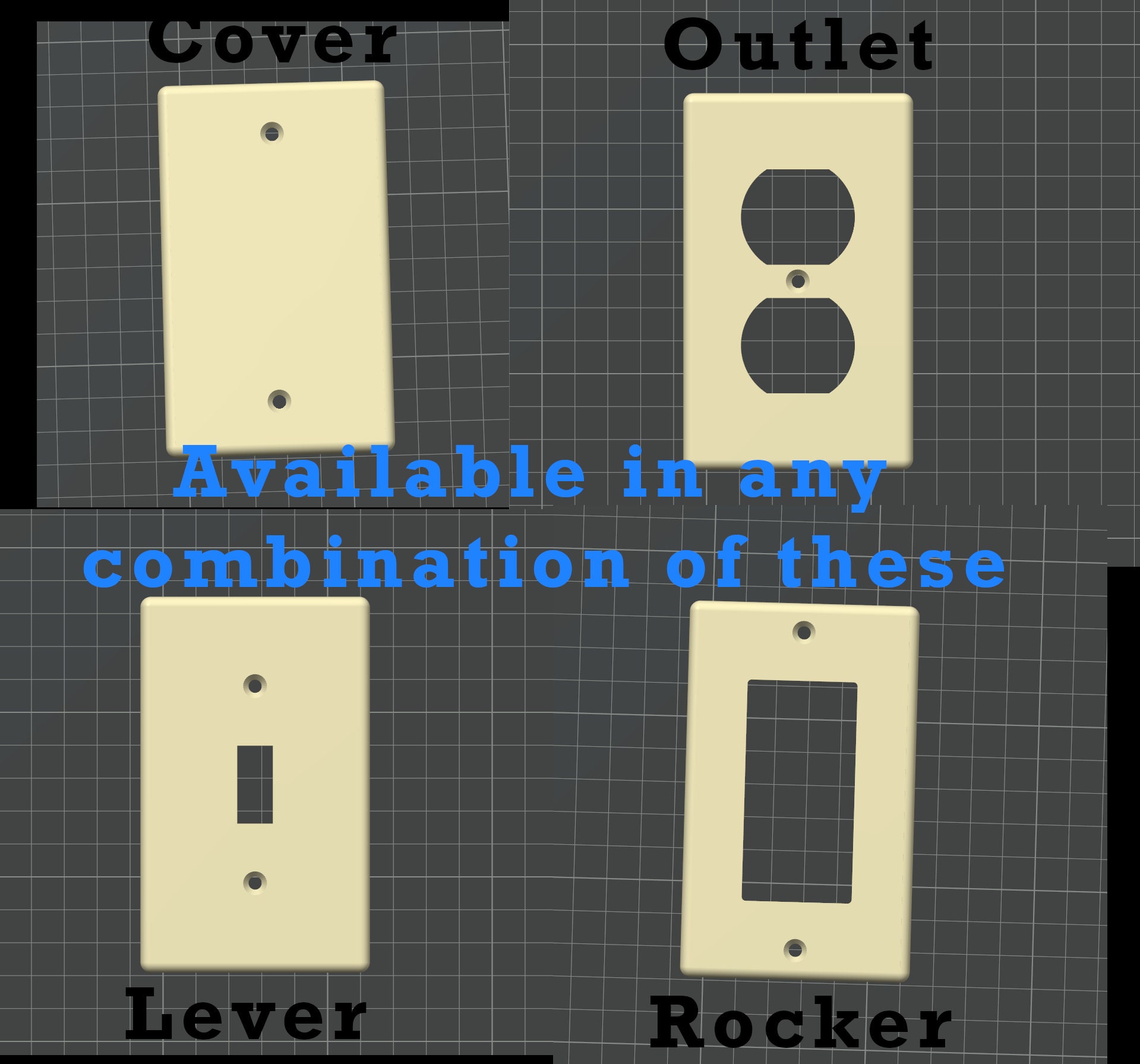 Vintage-style 3D Printed Custom Switch Plate Covers White Marble & Gold ...