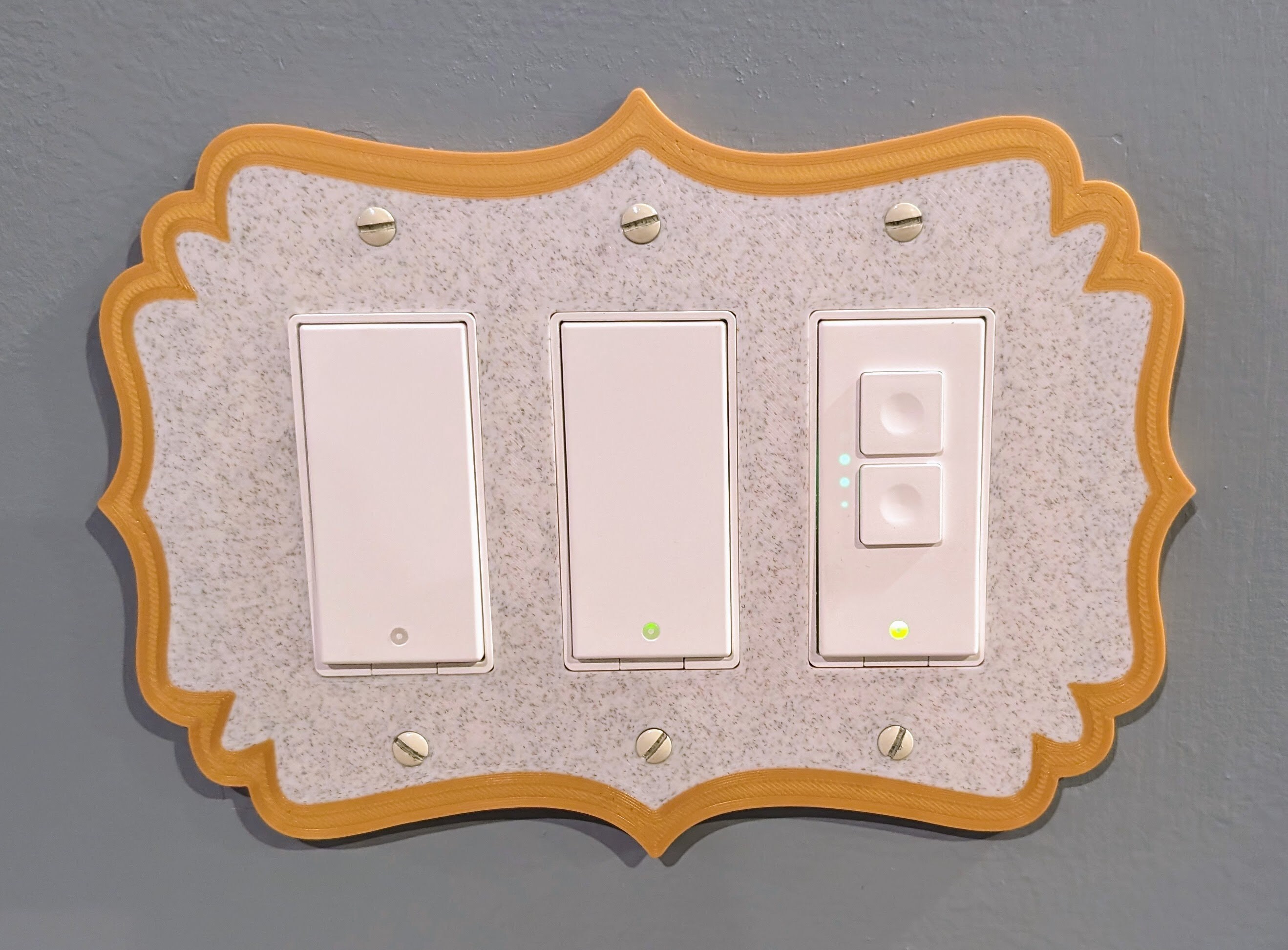 Vintage-style 3D Printed Custom Switch Plate Covers White Marble & Gold ...