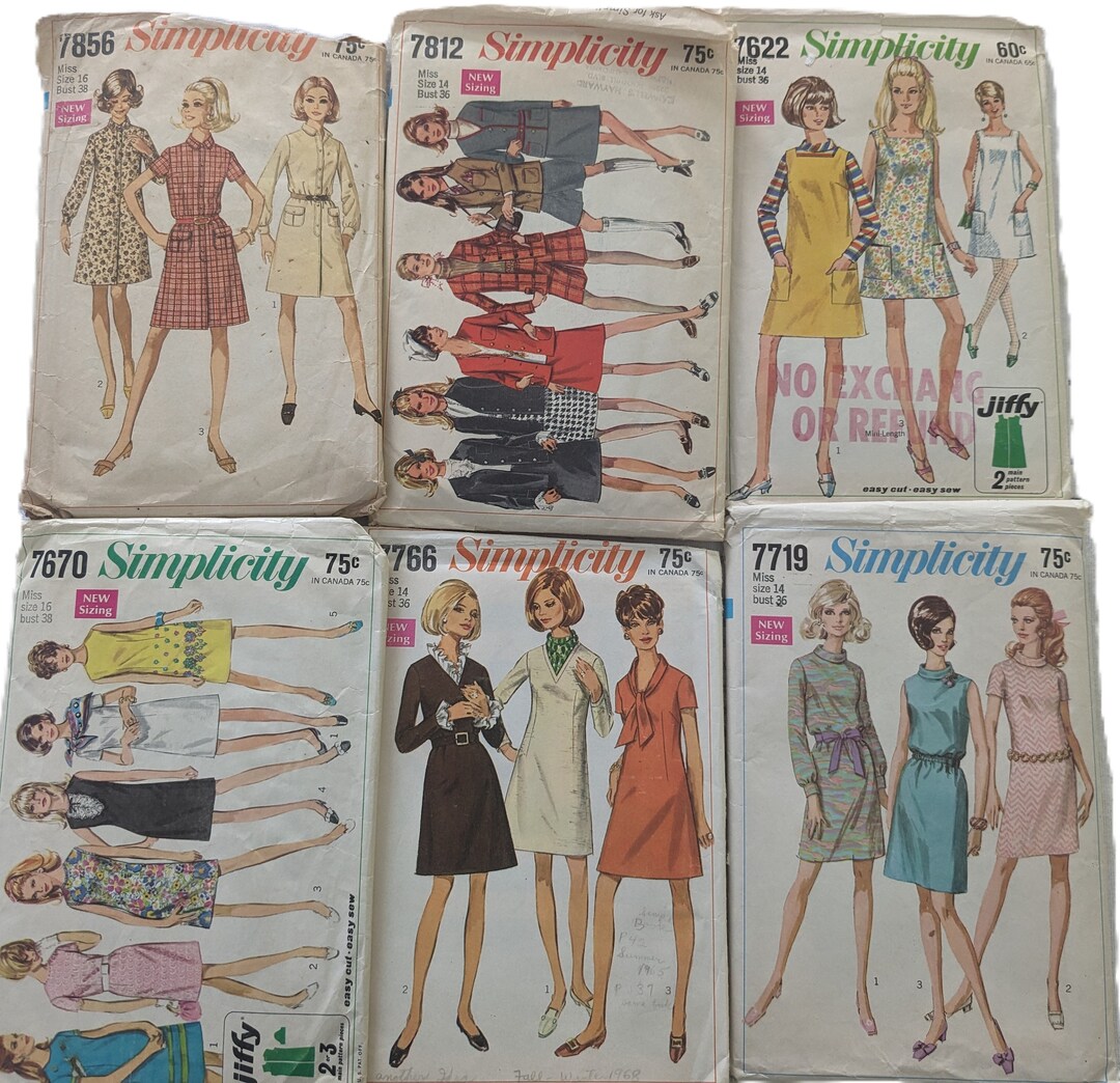 U Pick 1960s Vintage Sewing Patterns Simplicity 8408 6308 8949 7856 ...