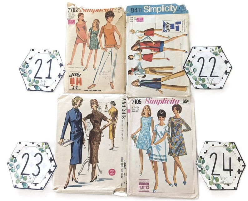 B32 1960s Sewing Pattern Simplicity 7582 7702 8411 7105 7853 2242 3622 ...