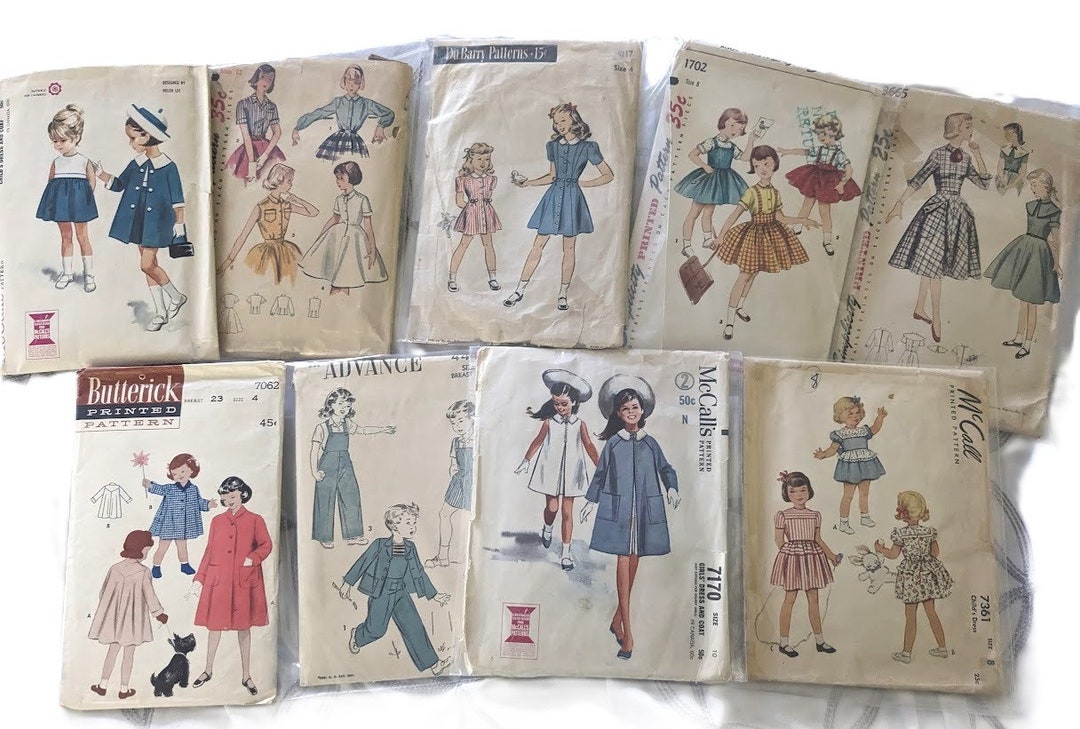 1940s/50s/60s Vintage Children Sewing Pattern Mccalls 7629 7361 7170 ...