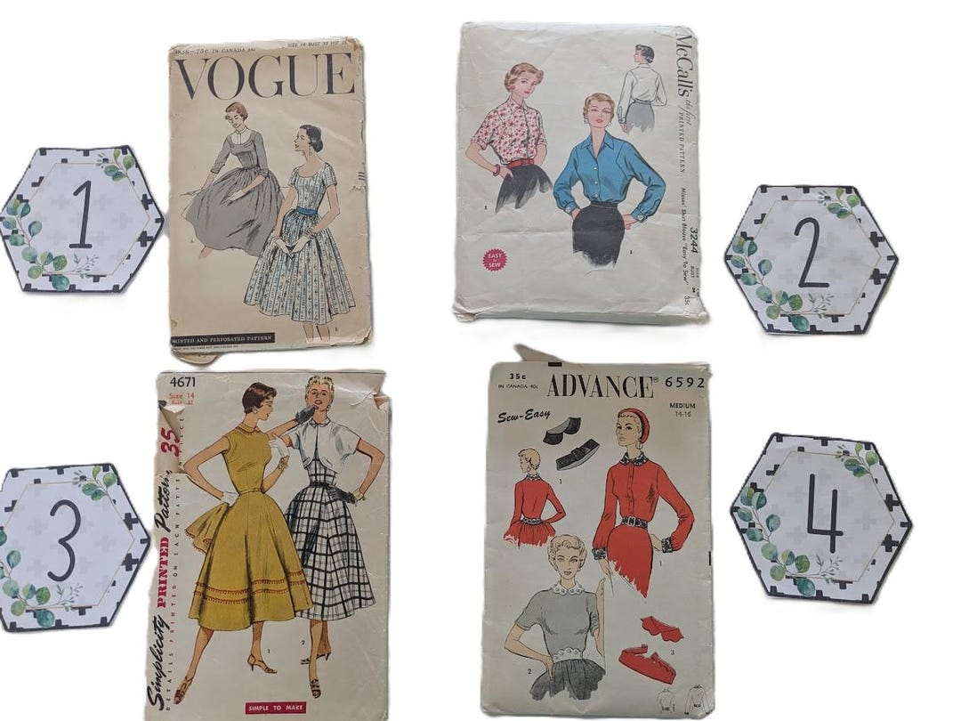 1950s Vintage Sewing Pattern Simplicity4671 2172 3659 3656 2222 3063 ...