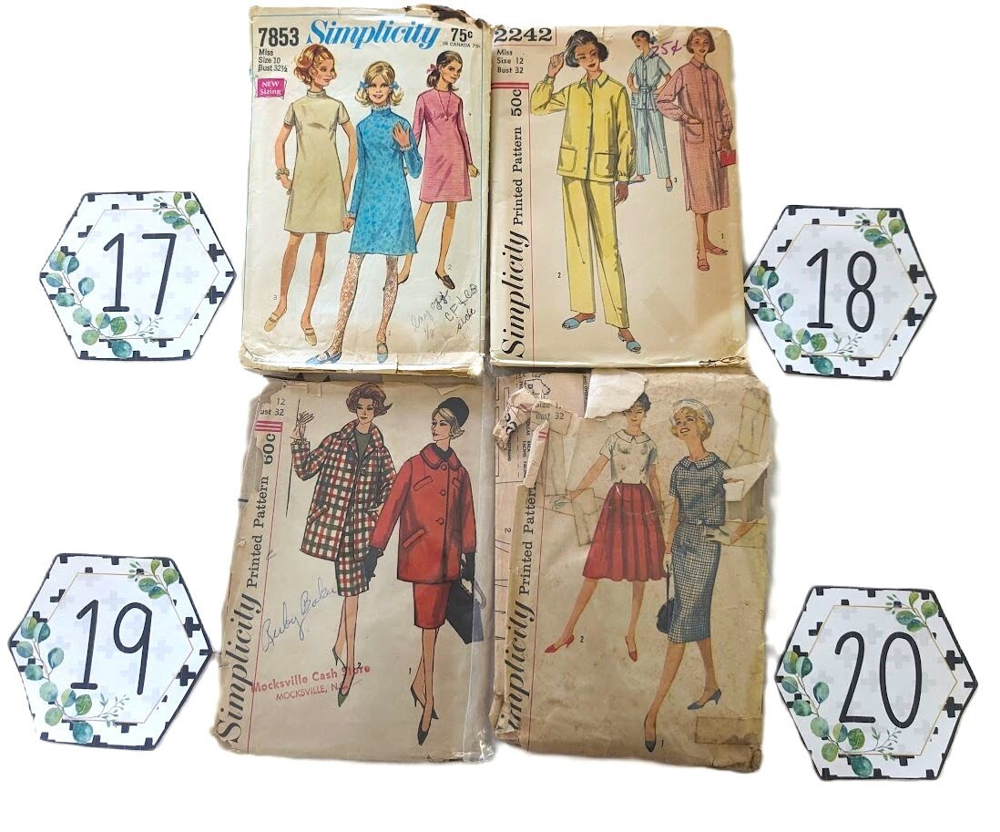 B32 1960s Sewing Pattern Simplicity 7582 7702 8411 7105 7853 2242 3622 ...