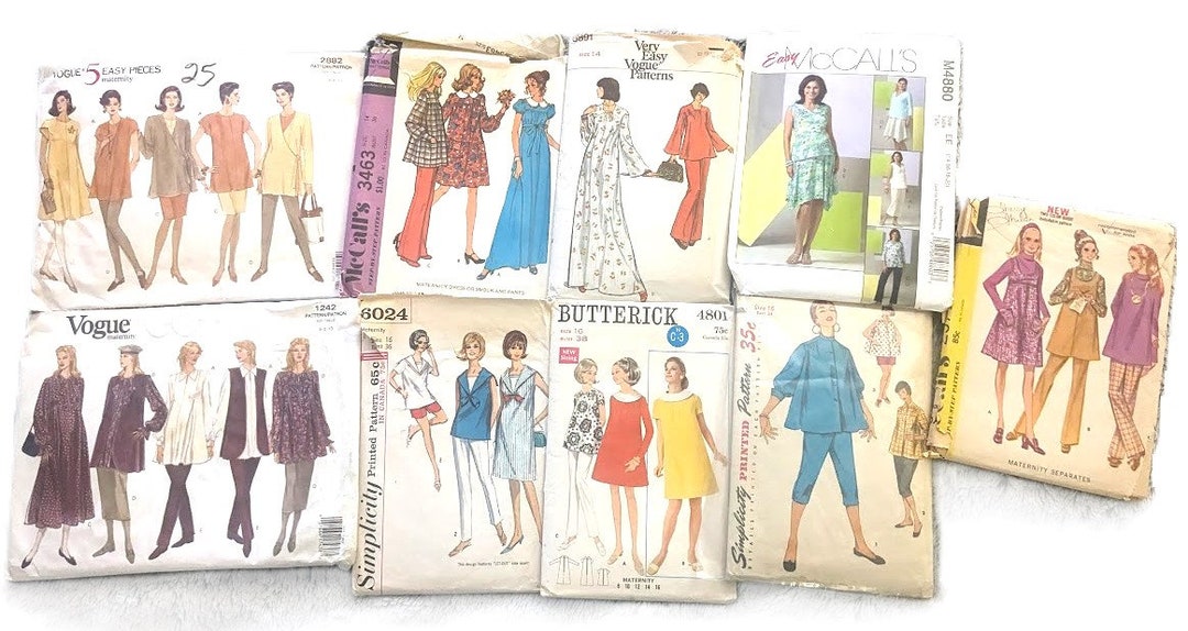 Vintage Maternity Sewing Pattern Vogue 8891 1242 2882 Butterick 4801 ...