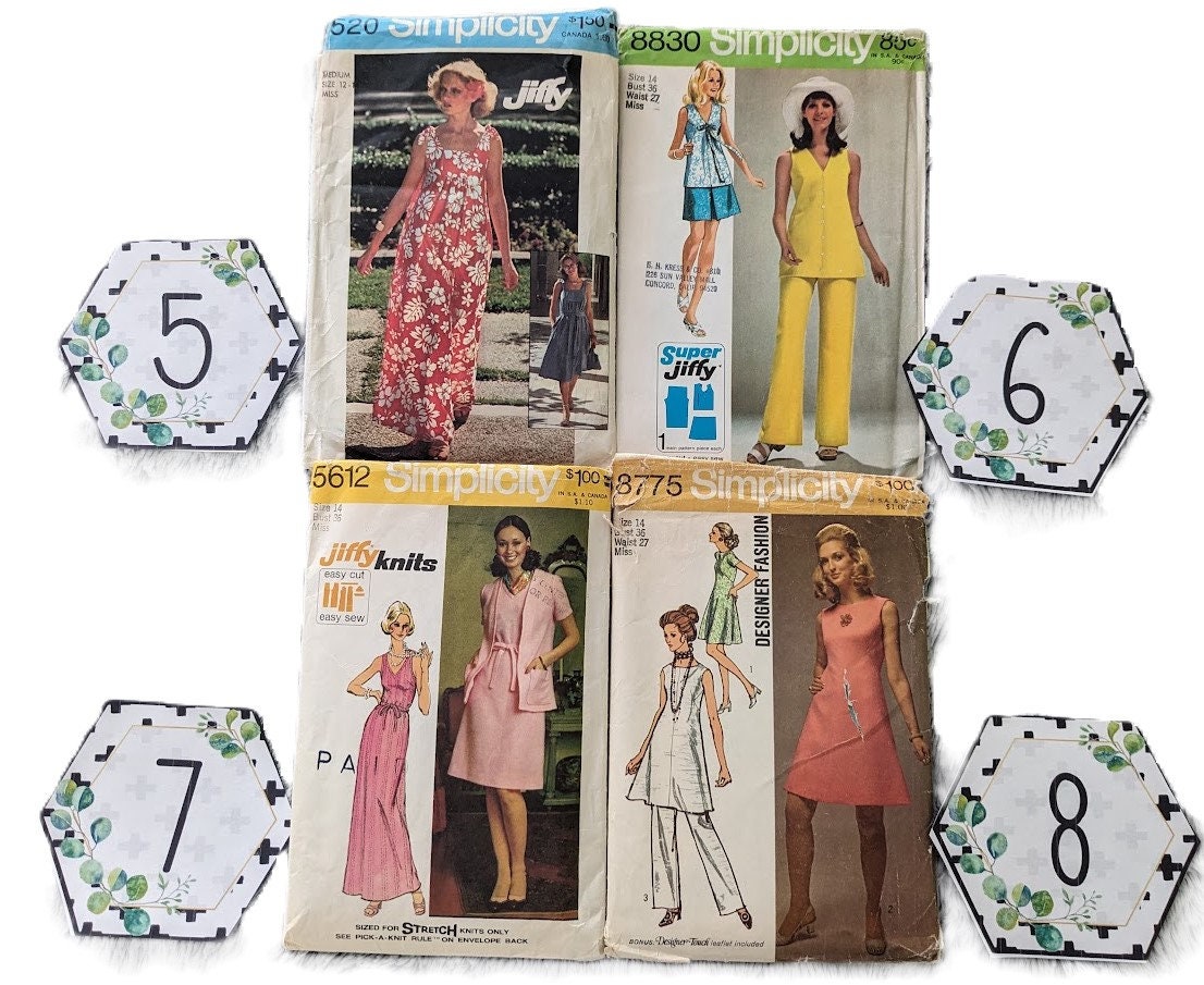 B36 1970s Vintage Sewing Pattern Simplicity 5612 5029 8775 8830 6560 ...